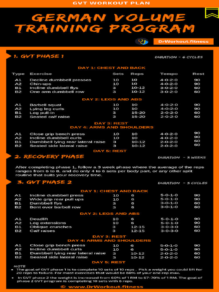 German Volume Training Plan - DR Workout | PDF