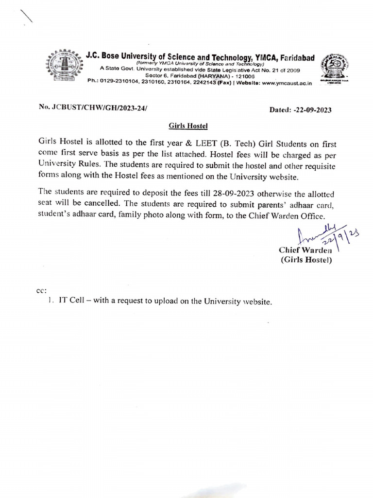HTTPSWWW - Jcboseust.ac - InassetsuploadsnoticesGirls Hostel Allotment List B Tech (First Year ...