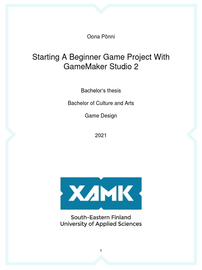 Starting A Beginner Game Project With GameMaker Studio 2 - Thesis by Oona Ponni | PDF | Computing
