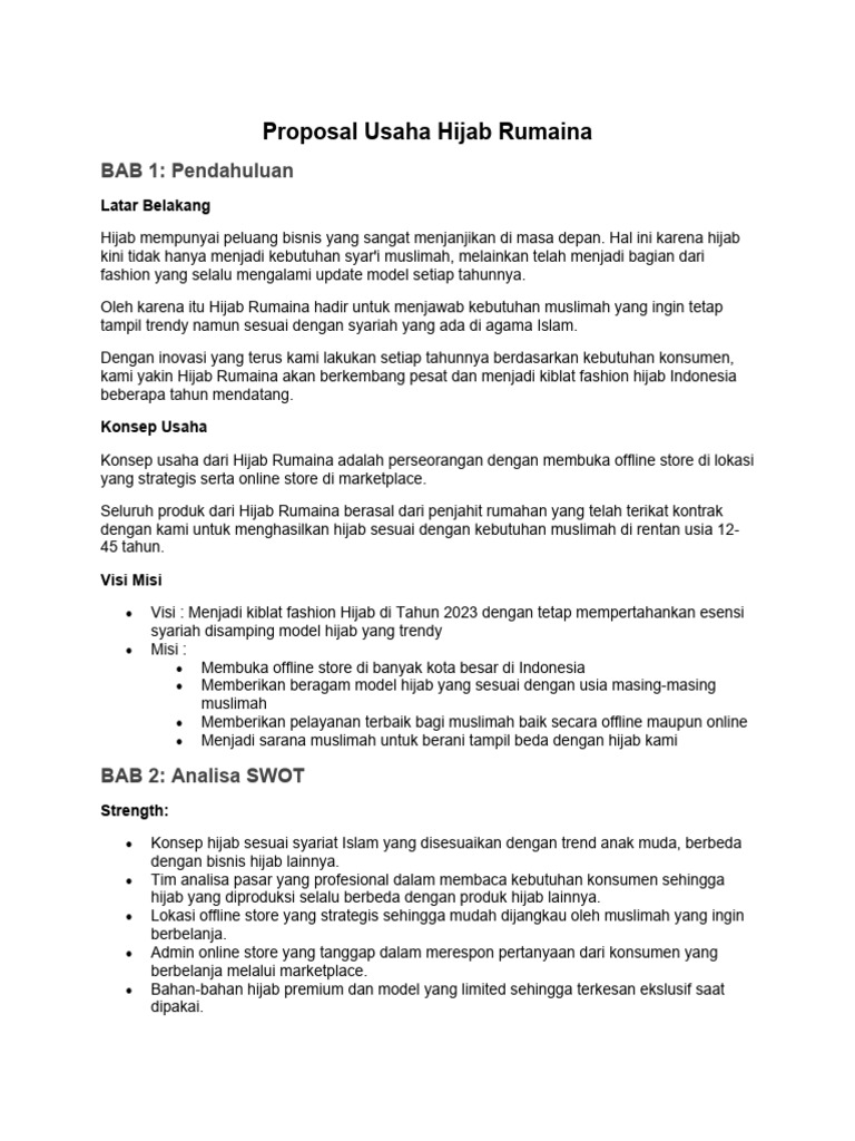 Proposal HIJAB FASHION | PDF