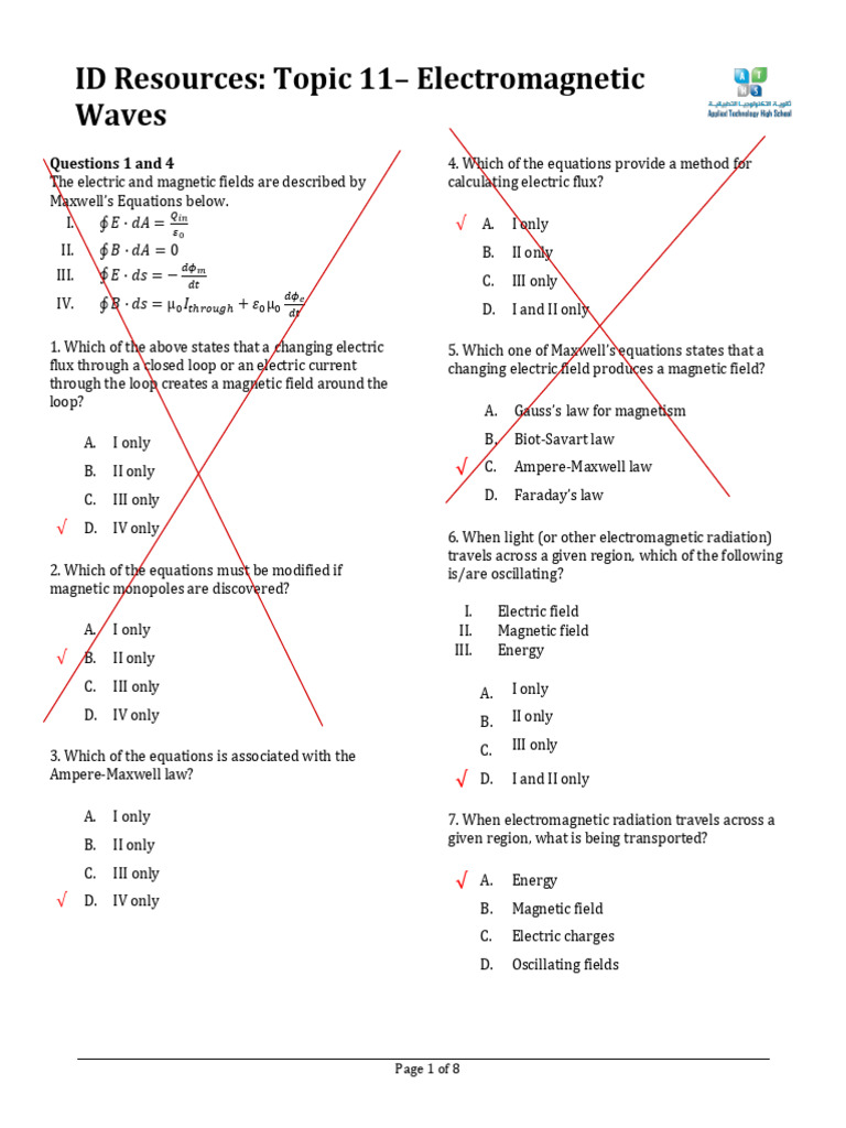 PHY71-Topic 11-Electromagnetic Waves-AK Removed Questions. | PDF ...