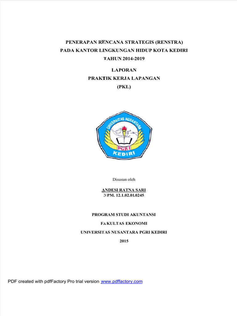 Dokumen - Tips - Contoh Laporan PKL Di Dinas Lingkungan Hidup Kota Kediri | PDF