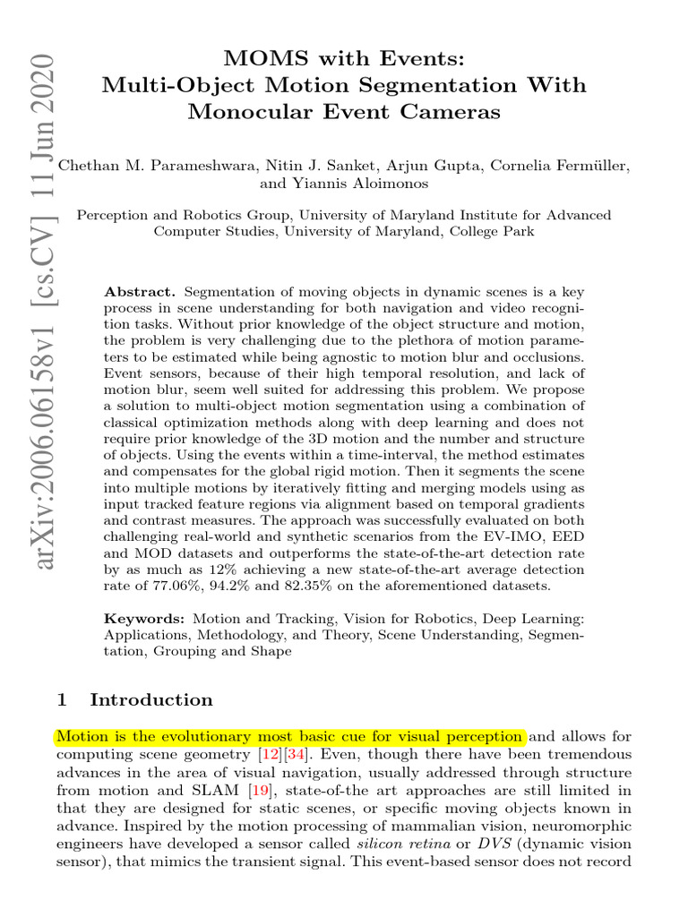 MOMS With Events: Multi-Object Motion Segmentation With Monocular Event Cameras | Download Free ...