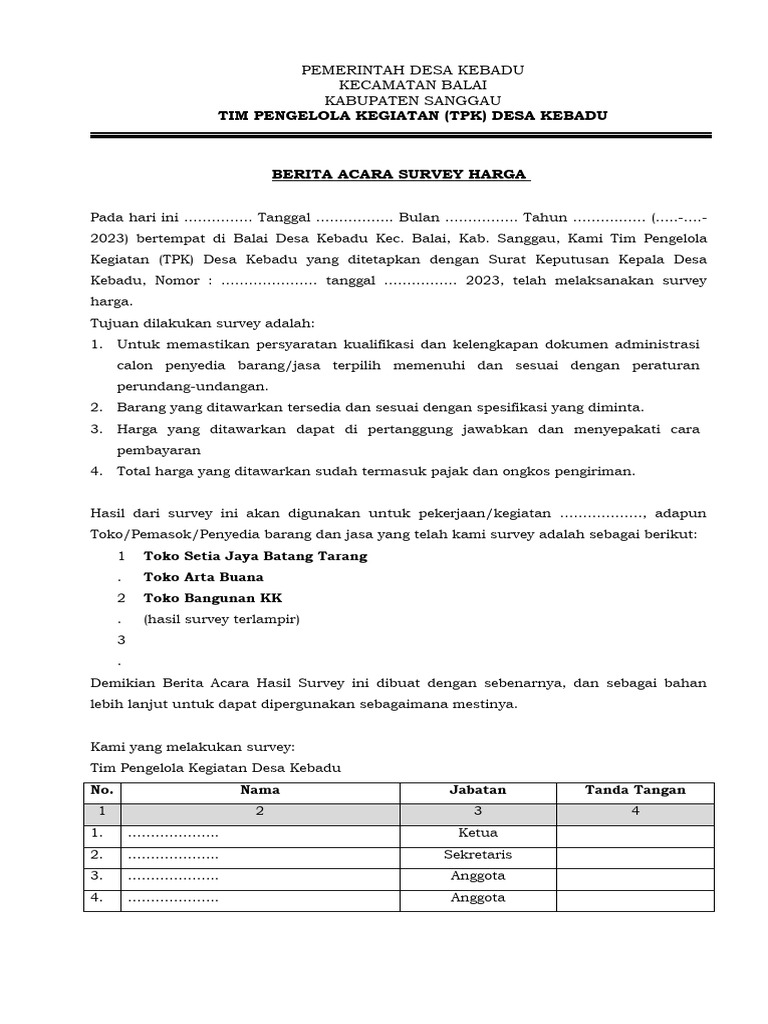 Contoh Berita Acara Survey | PDF