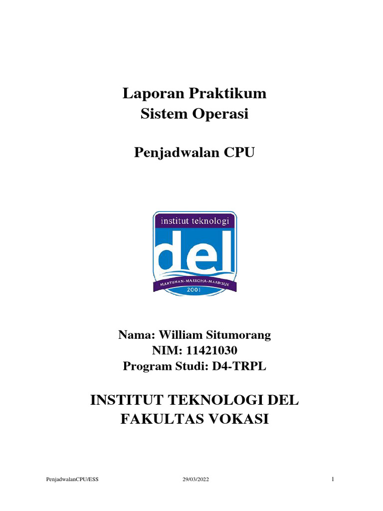 Laporan Praktikum Sistem Operasi: Penjadwalan CPU | PDF | Metode & Bahan Ajar | Komputer