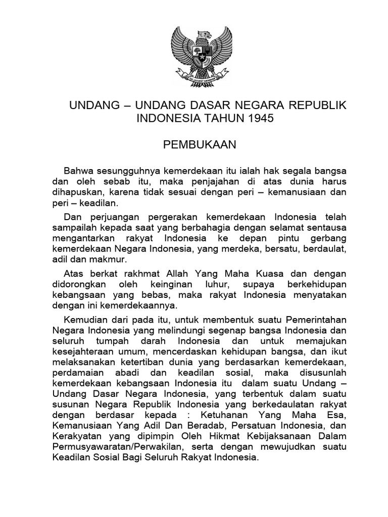 Pembukaan UUD 1945 | PDF