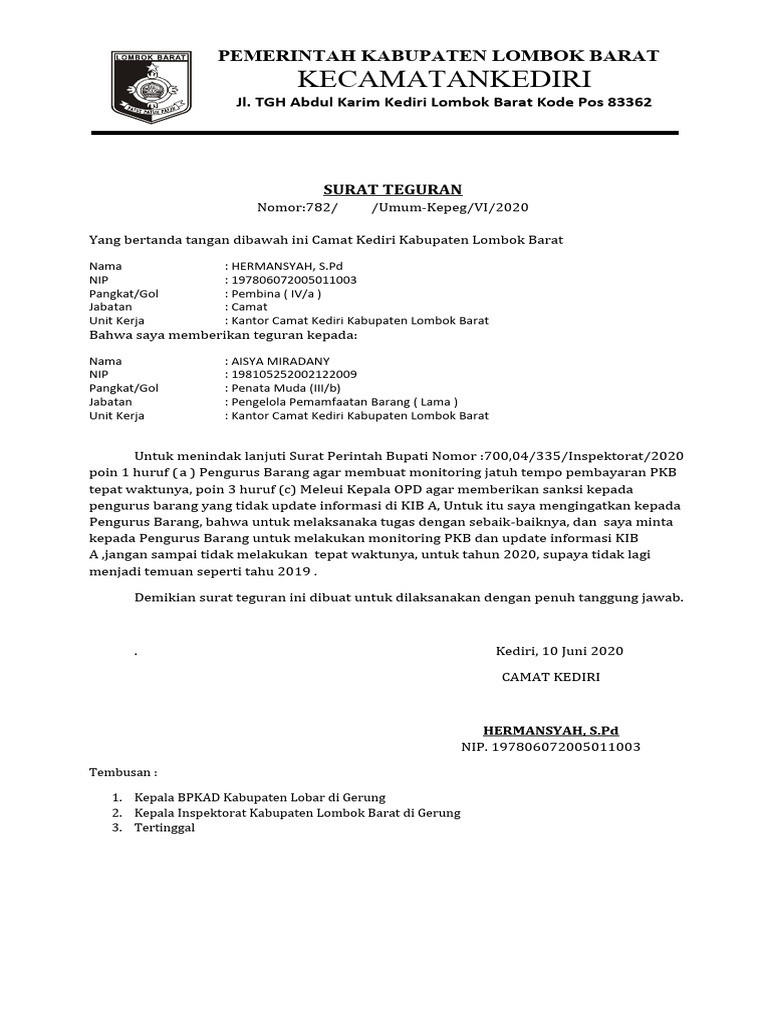 SURAT Teguran | PDF