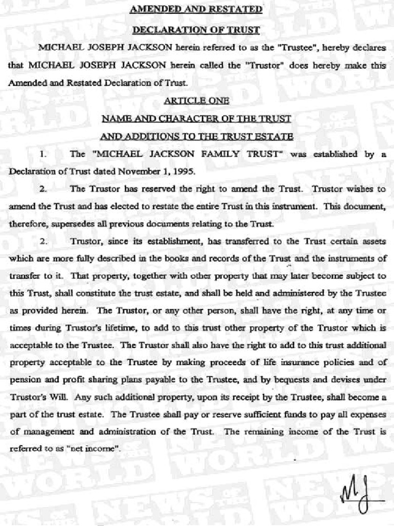 Michael Jackson Trust | PDF
