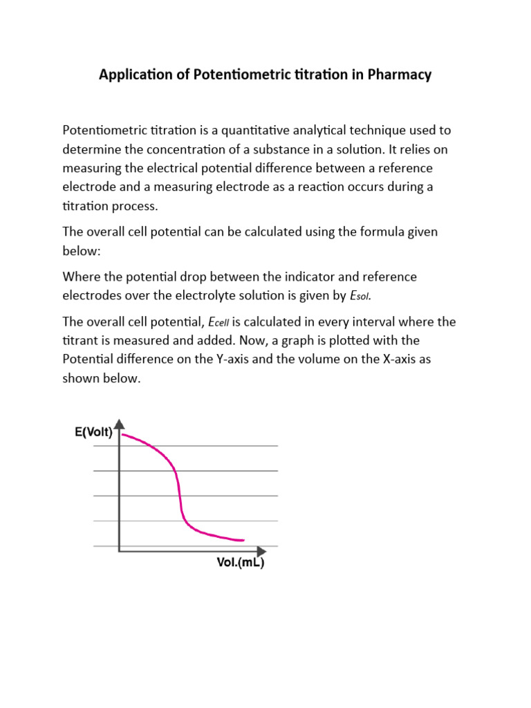 Application of Potentiometric Titration in Pharmacy | PDF | Titration ...