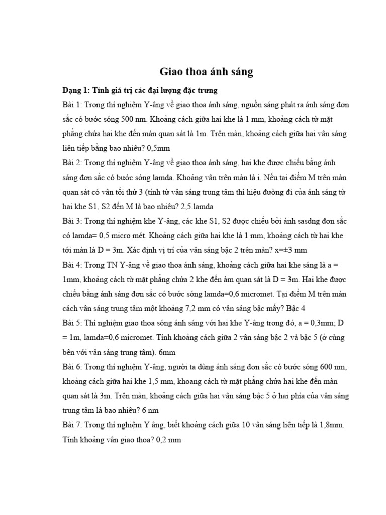 Giao Thoa Ánh Sáng | PDF