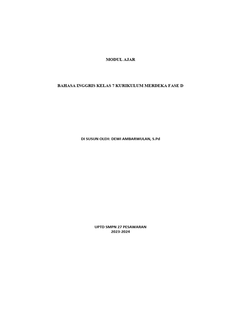 LKPD B. Inggris Kelas 7 Sem 1 Materi Describing People | PDF