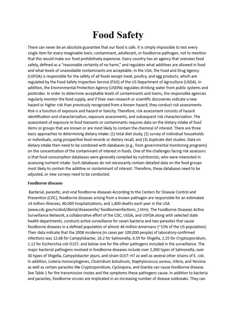 Food Safety | PDF | Foodborne Illness | Ddt