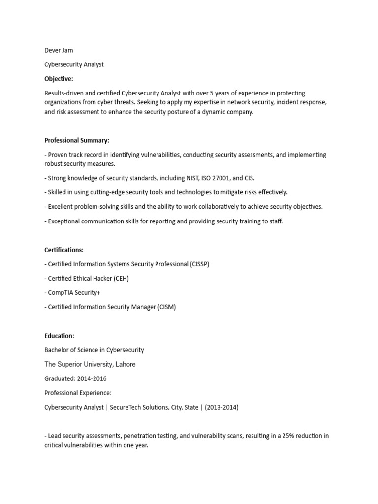 John Doe Resume | PDF | Security | Computer Security John Doe Resume | PDF | Security | Computer Security