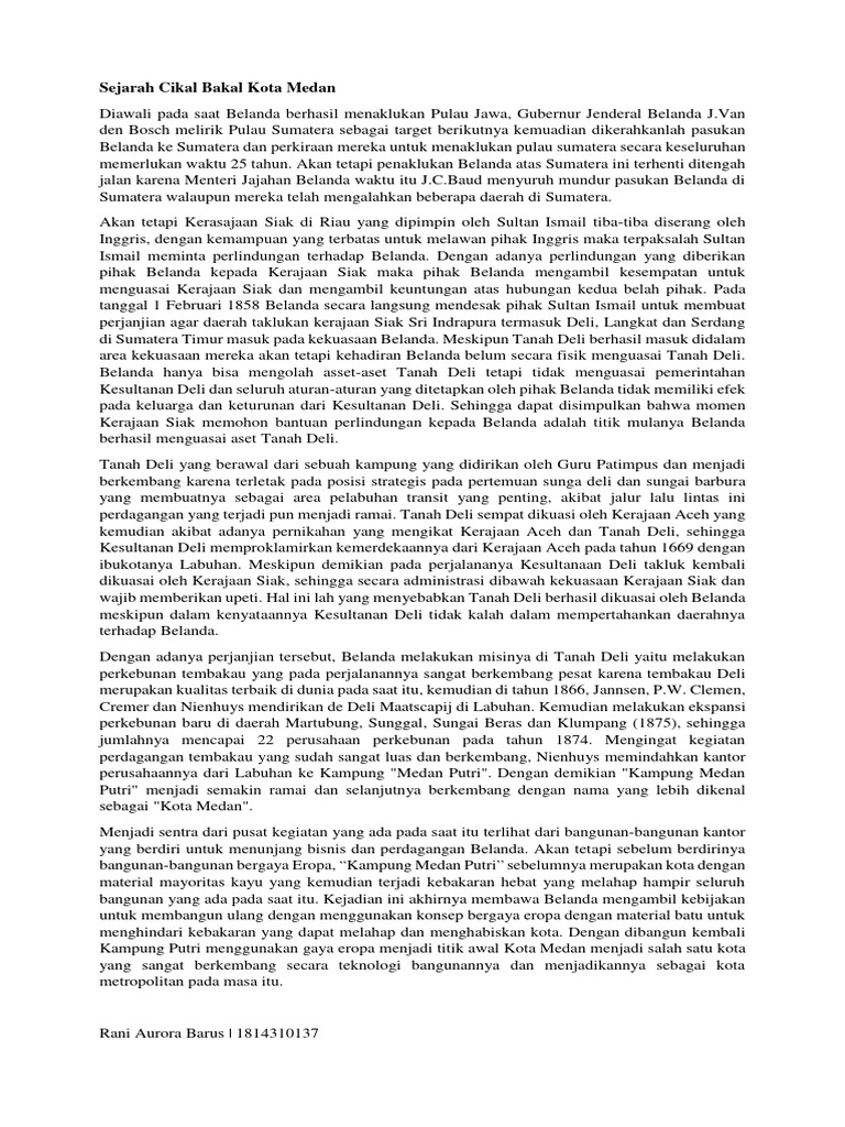 Sejarah Cikal Bakal Kota Medan | PDF | Perjalanan