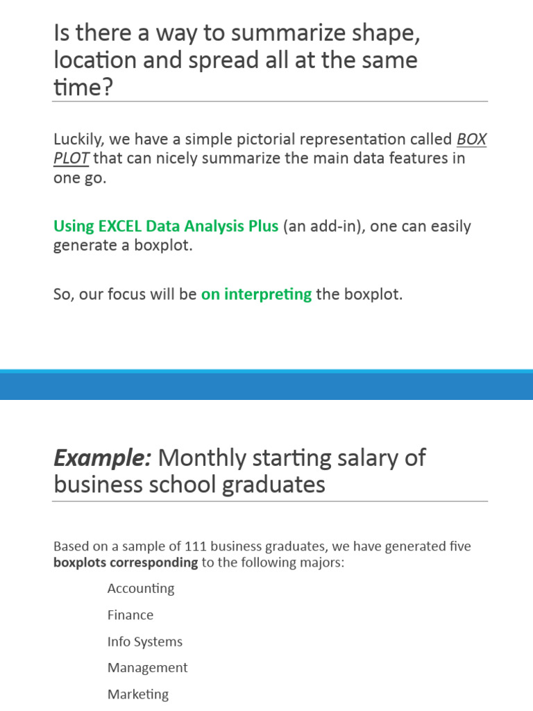 Chapter 3 Slides #4 Boxplots | PDF | Statistics | Statistical Analysis Chapter 3 Slides #4 Boxplots | PDF | Statistics | Statistical Analysis