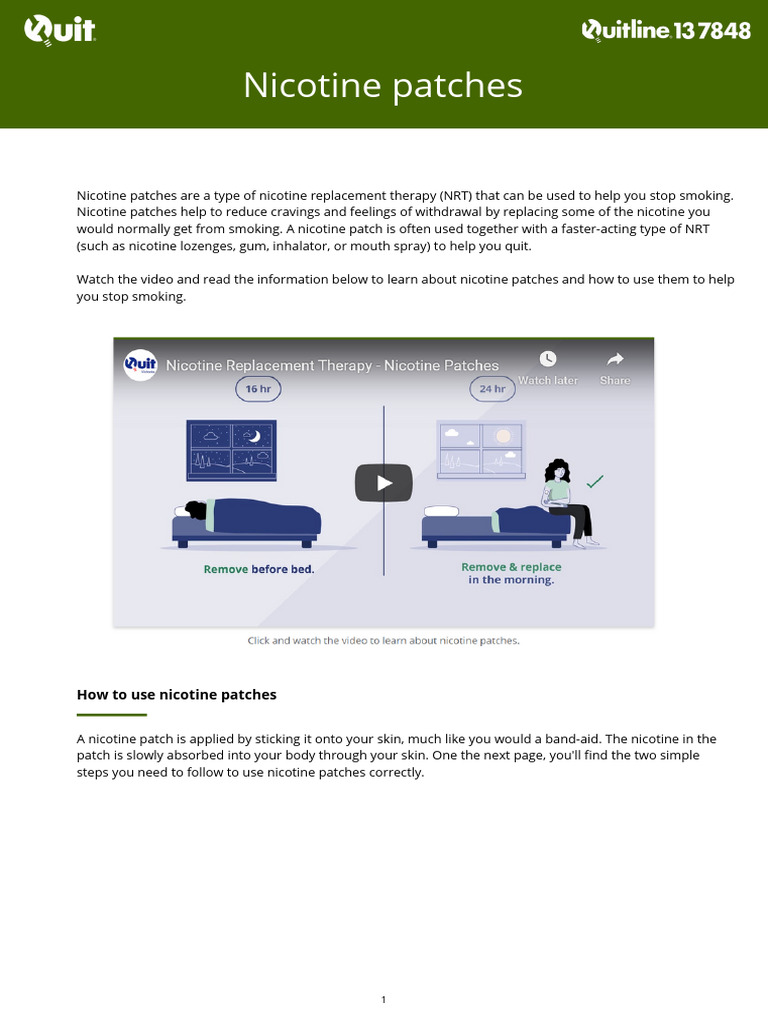 How to Use Nicotine Patches Effectively | PDF | Nicotine | Smoking ...