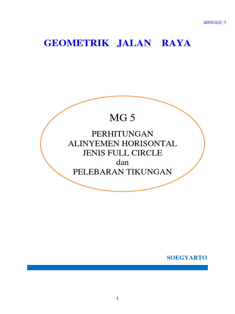 Mg.5, Geometri (Perhitungan Alinyemen Horisontal FC), Gyar | PDF