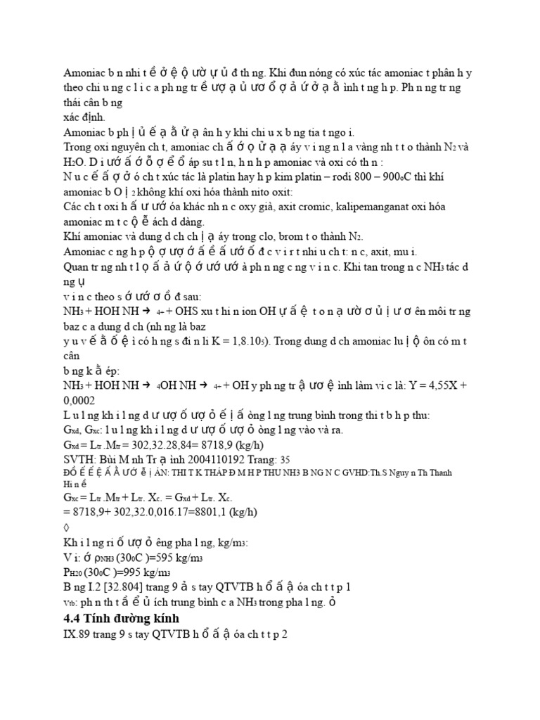 4.4 Tính đường kính: Đ Ồ Ế Ế Ệ Ấ Ằ Ướ Ễ Ị Án: Thi T K Tháp Đ M H P Thu Nh3 B Ng N C Gvhd:Th.S ...
