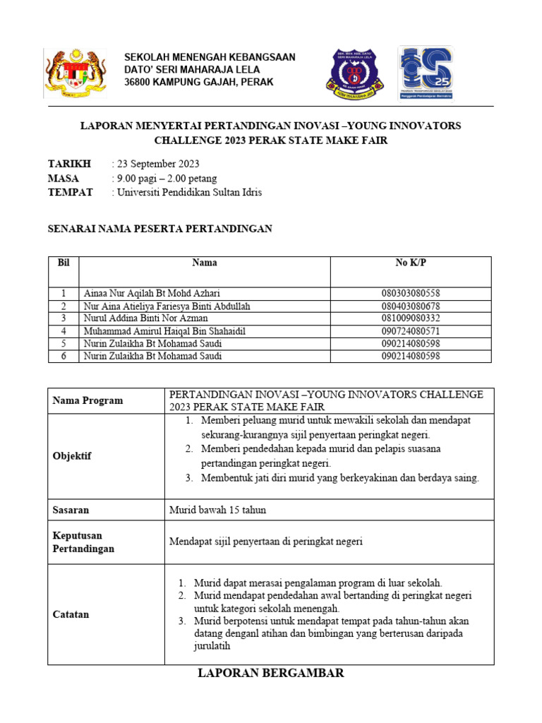 Laporan Pertandingan Inovasi Yic Challenge 2023 | PDF
