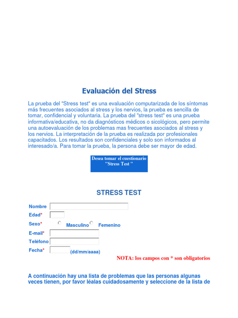 Stress Test Spanish | PDF | Estrés (biología) | Pesadilla
