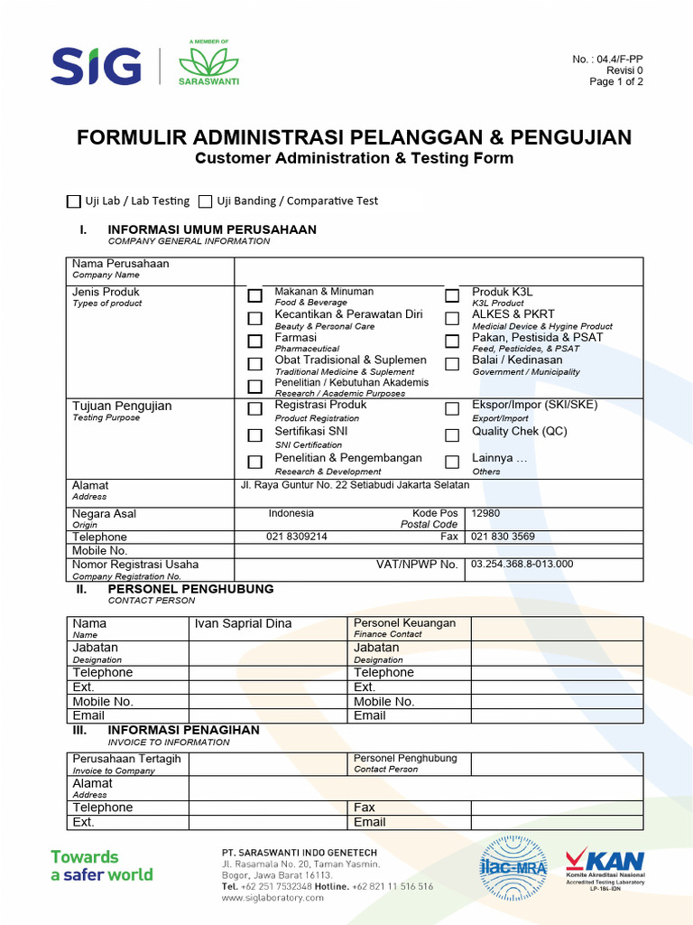 Form Administrasi Pelanggan | PDF | Service Industries