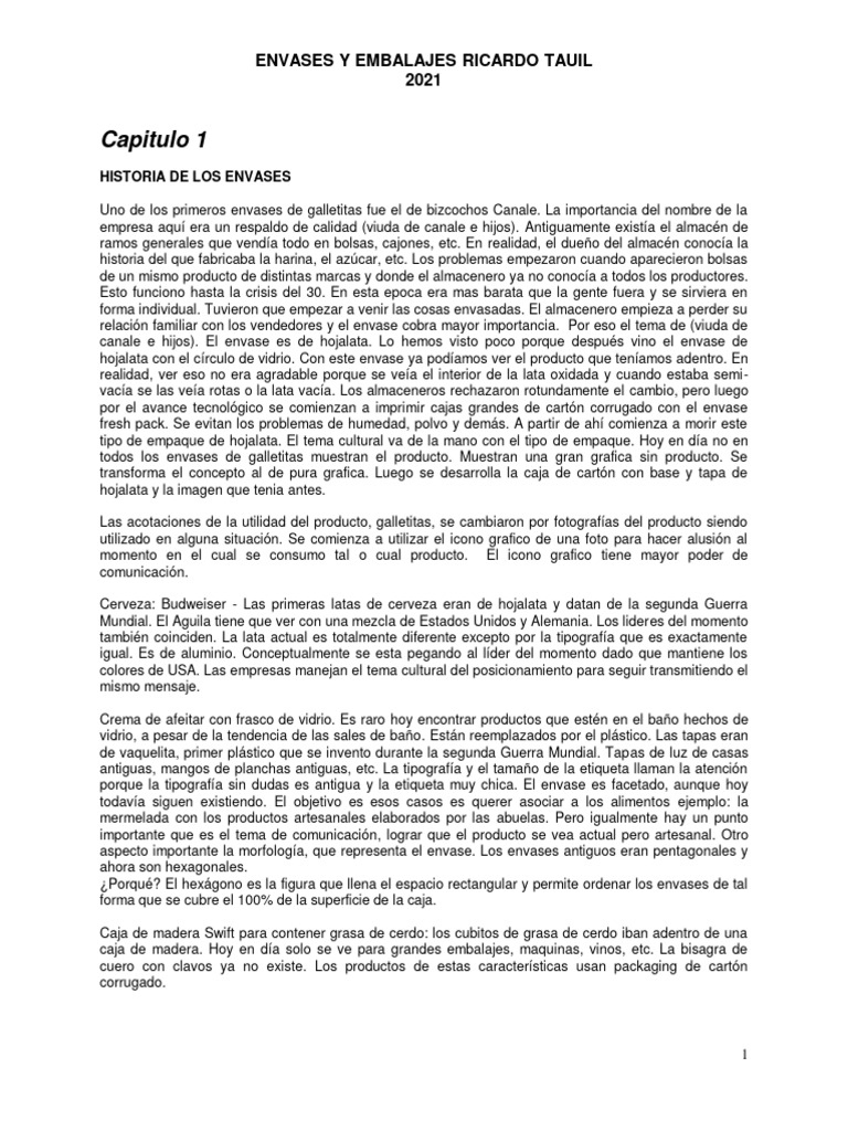 Envases y Embalajes | Descargar gratis PDF | Sector secundario de la economía | Procesos ...