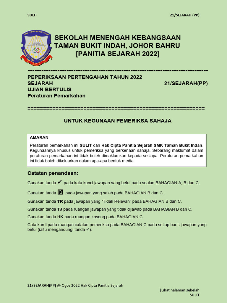 Sej T2 Peraturan Pemarkahan | PDF