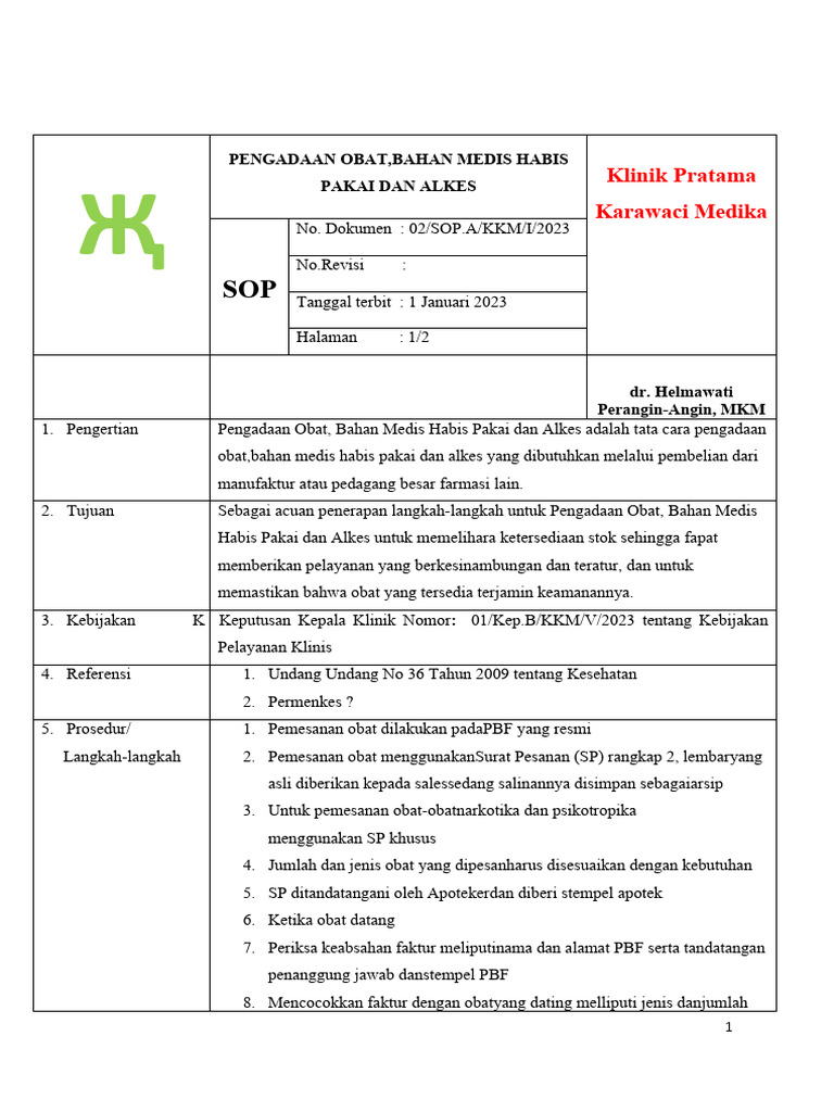 SOP Pengadaan Obat, BMHP Dan Alkes | PDF | Pengembangan Diri