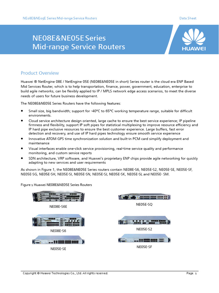Huawei NE05E SE Routers Datasheet | PDF | Computer Network | Router ...