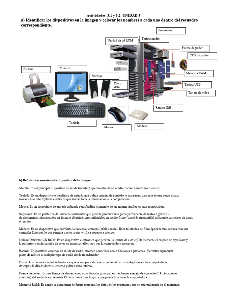 Actividades 3 2 Imagen Sistema Comp Pdf Periférico Hardware De La