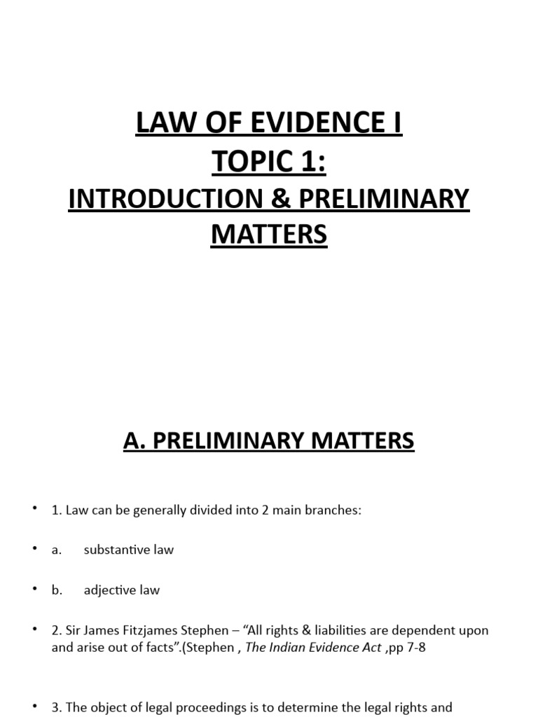 1.preliminary Matters Evidence | PDF | Evidence (Law) | Affidavit