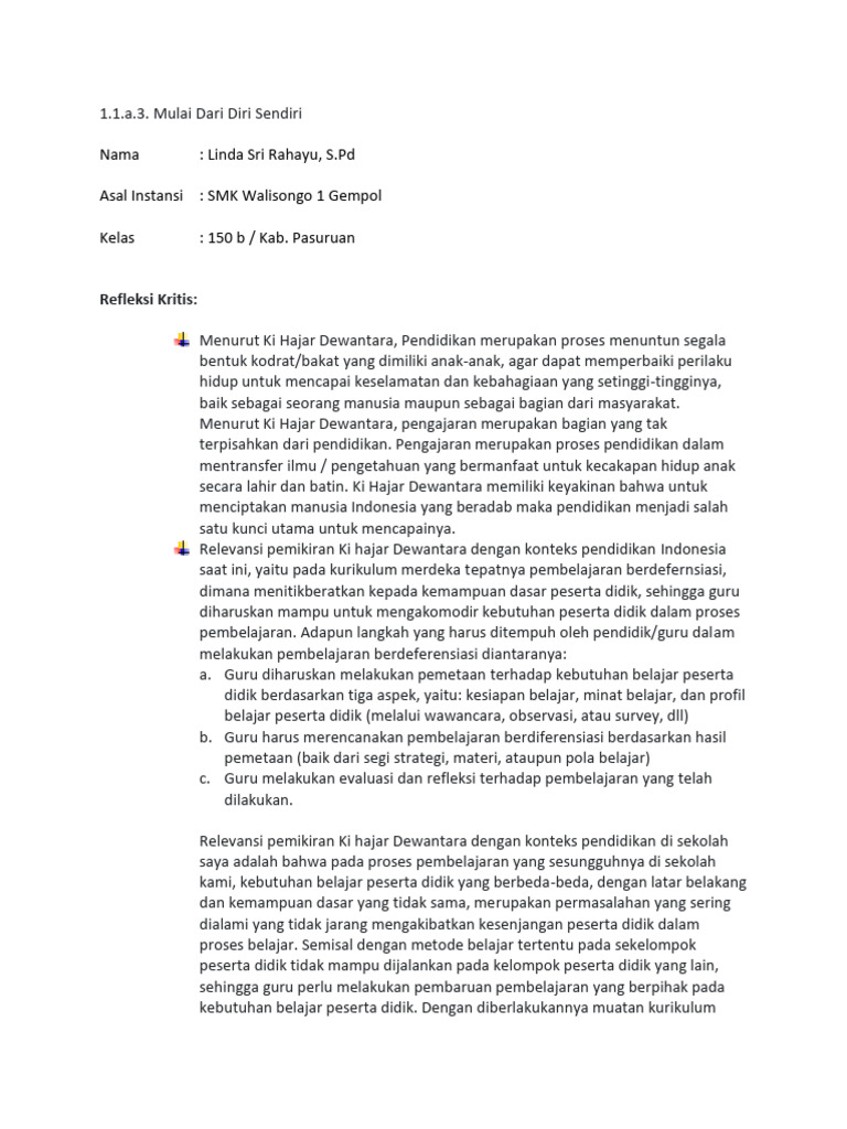 1.1.a.3. Mulai Dari Diri Sendiri | PDF | Karier & Perkembangan