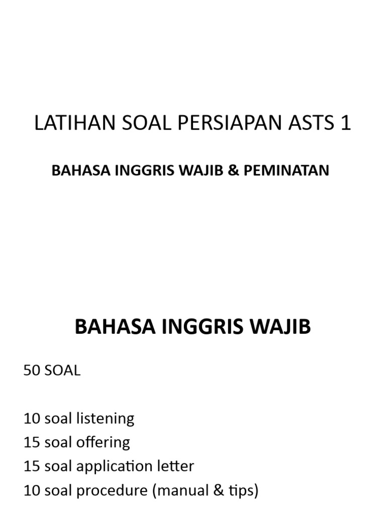 Latihan Soal Persiapan Asts 1 | PDF | Language Arts & Discipline