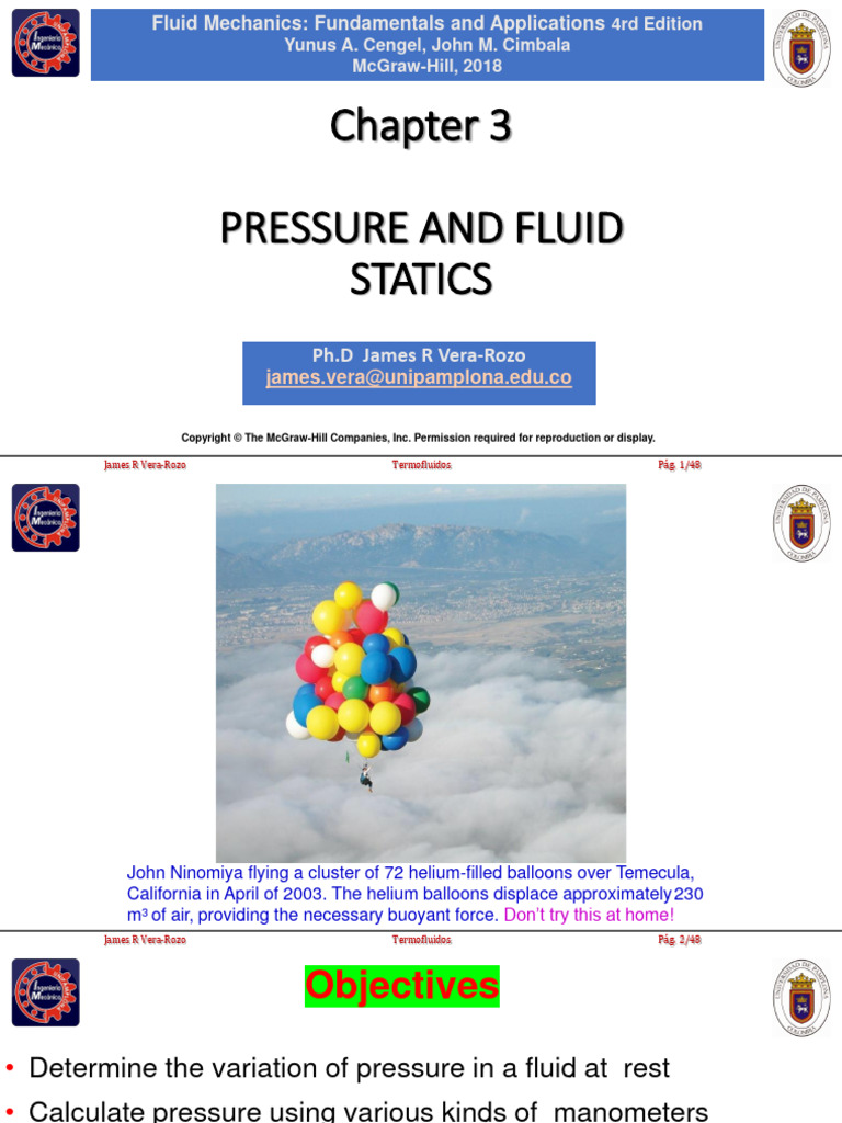 Chapter 3 PRESSURE AND FLUID STATICS | PDF | Pressure | Pressure ...