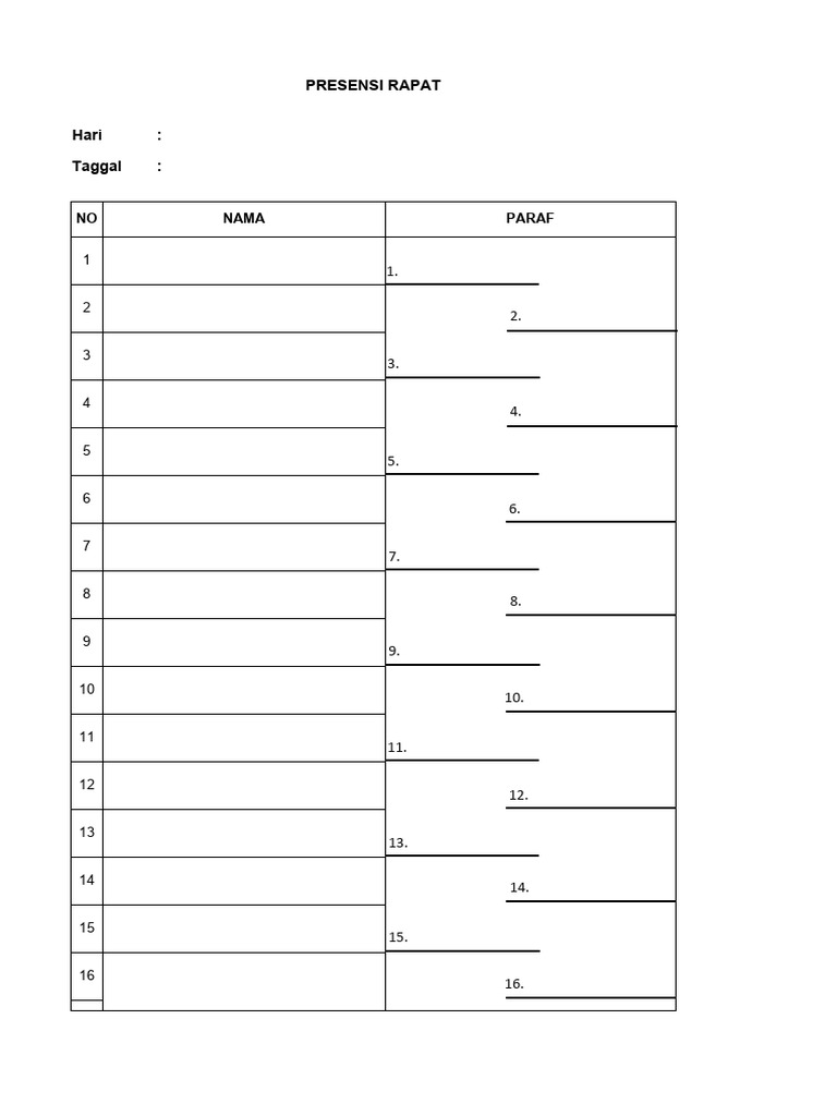 Presensi Rapat | PDF