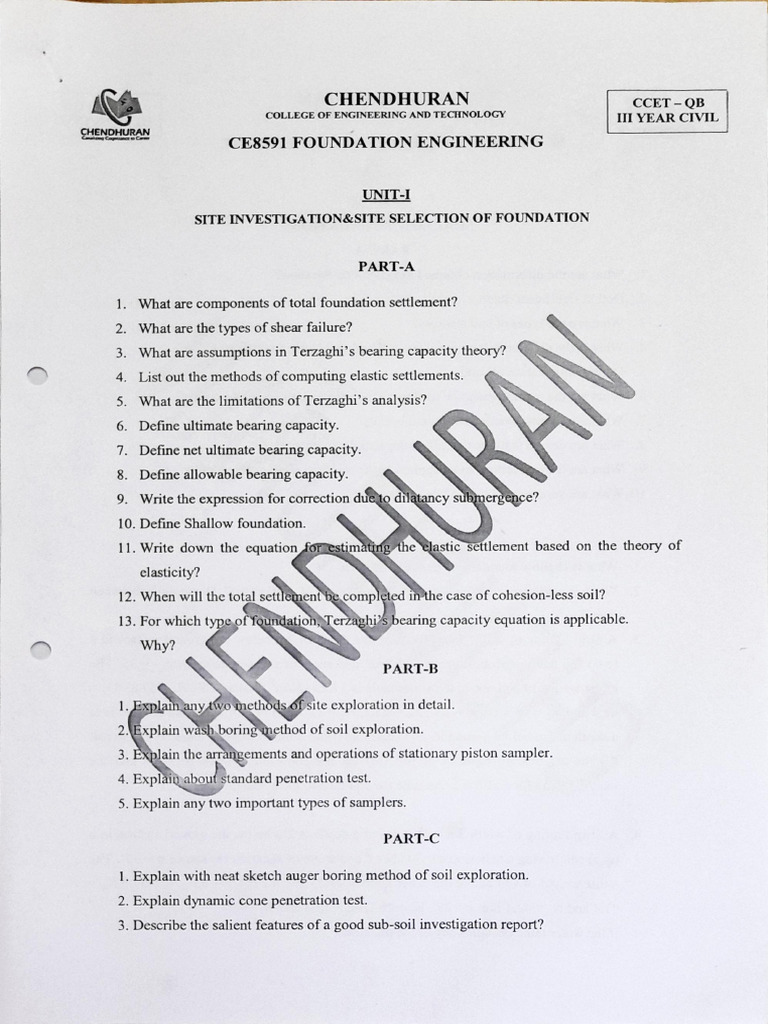 2 Question Bank - Merged | PDF | Deep Foundation | Civil Engineering