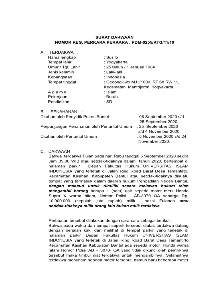 Contoh Surat Gugatan | PDF