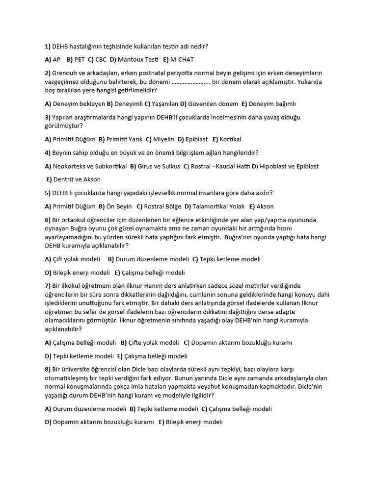 Dehb Sorular | PDF