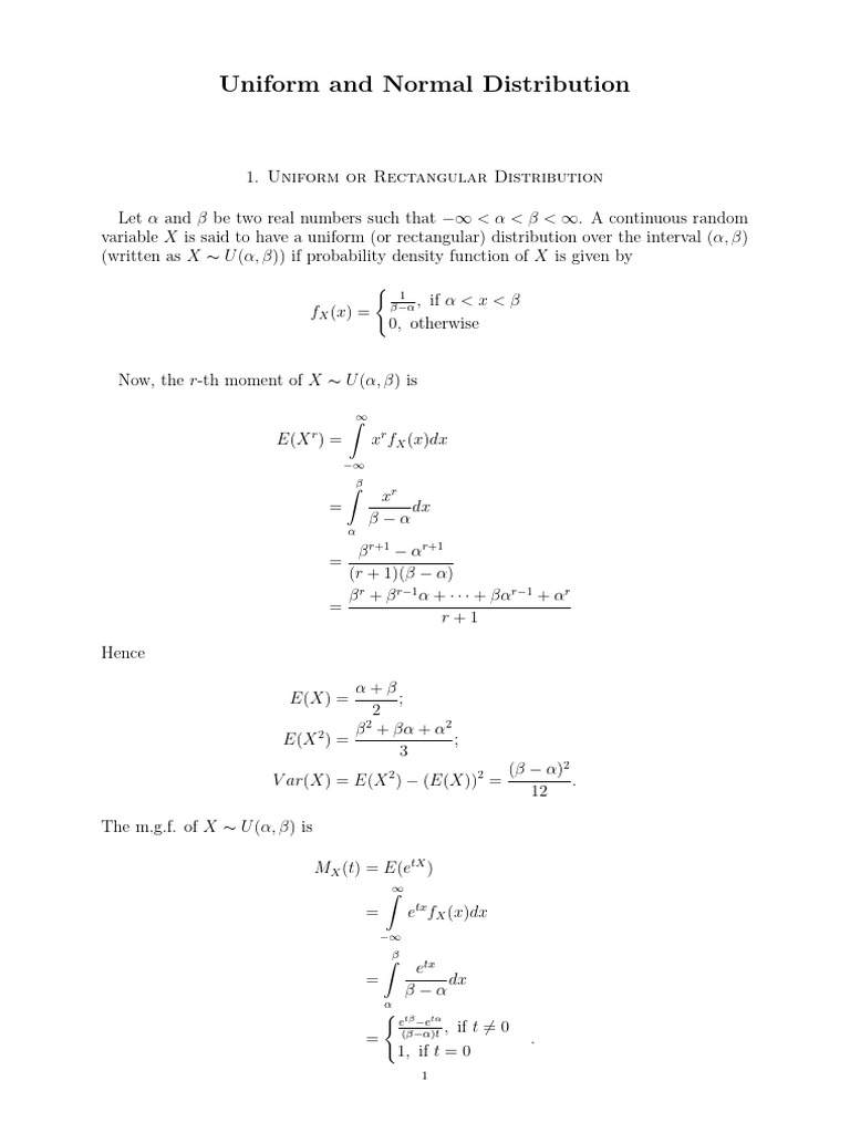 Uniform and Normal Distribution | PDF | Normal Distribution | Scientific Theories