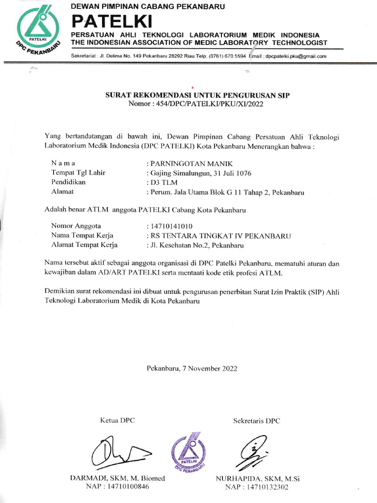 Surat Rekom Sip Baru | PDF