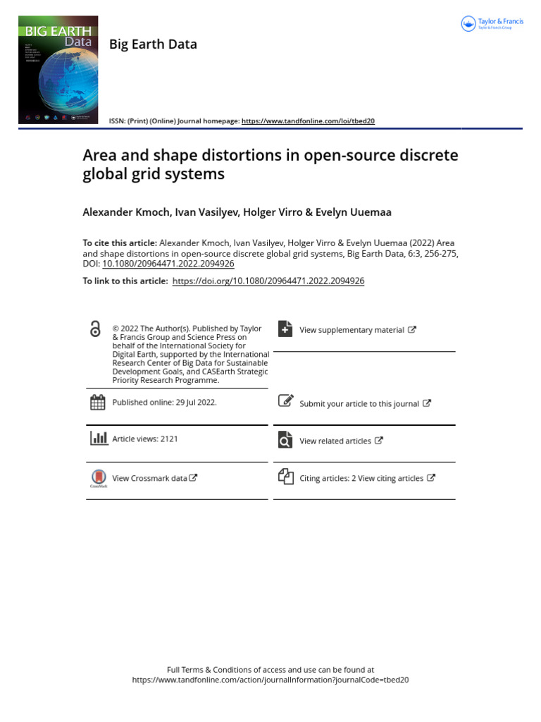 Area And Shape Distortions In Open Source Discrete Global Grid Systems Pdf Geographic