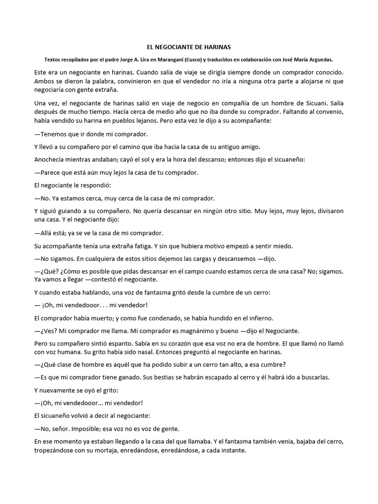 El destino del negociante de harinas | PDF