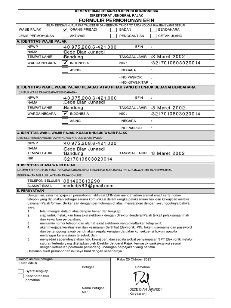 Permohonan Efin Dede Dian | PDF | Hukum