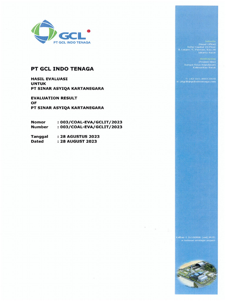 (003.COAL-EVA - Gclit.2023) Evaluation Result of PT Sinar Asyiqa ...