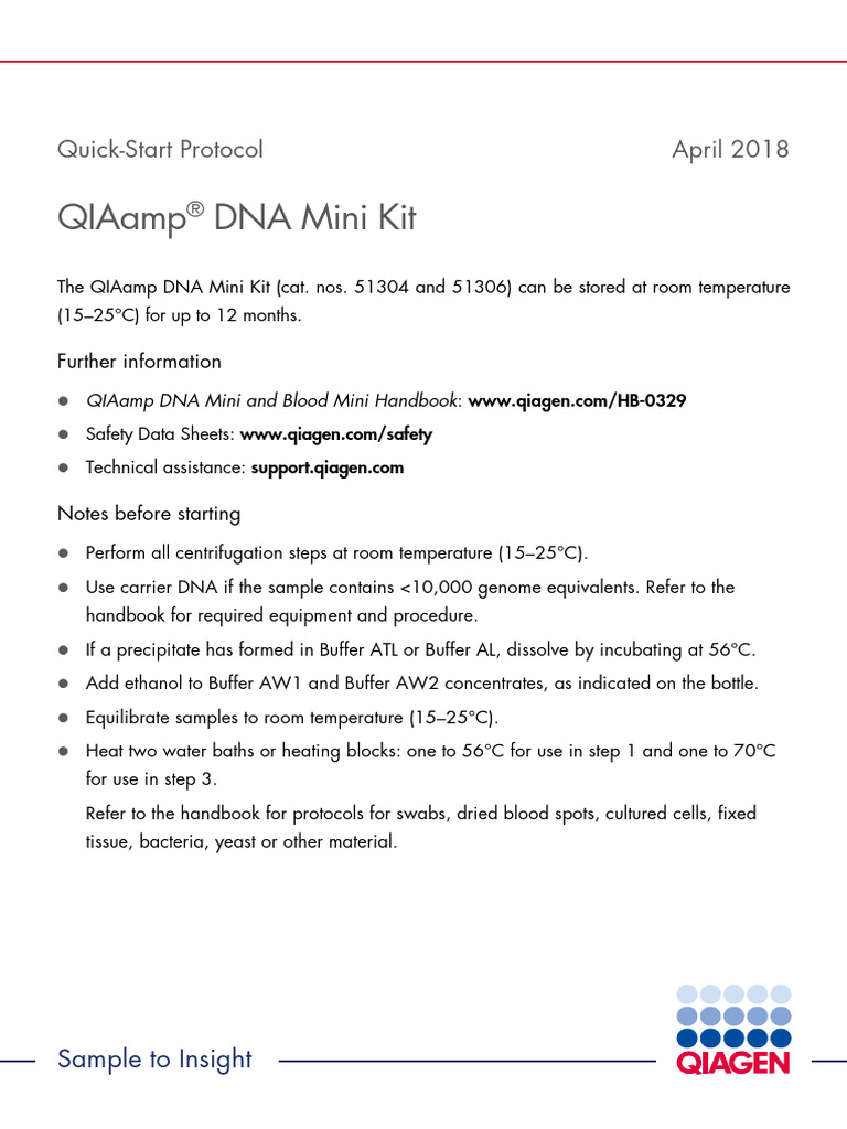 @HB-2530-001 1113198 Pcard QIAamp DNA Mini 0418 WW | PDF | Genetics ...
