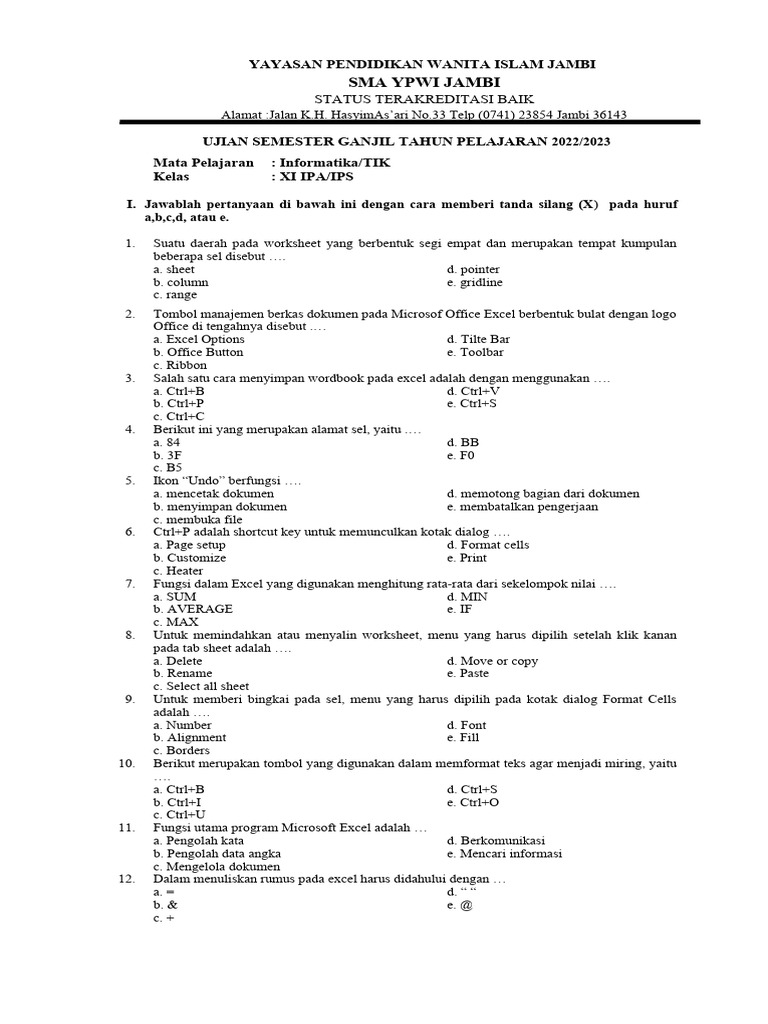 Soal TIK Kls XI | PDF
