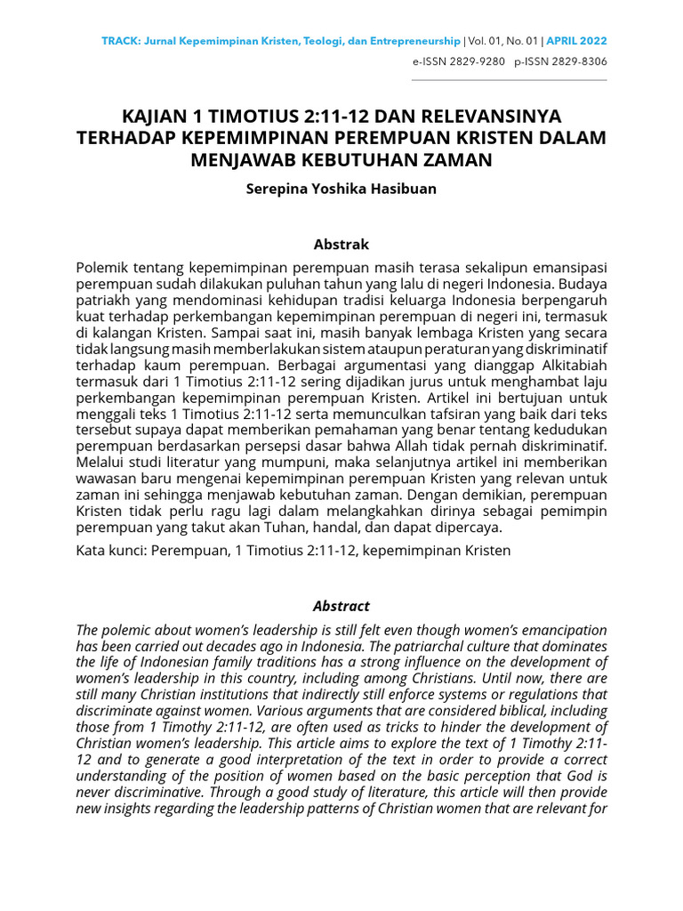 Kepemimpinan Perempuan Kristen dan Alkitab | PDF
