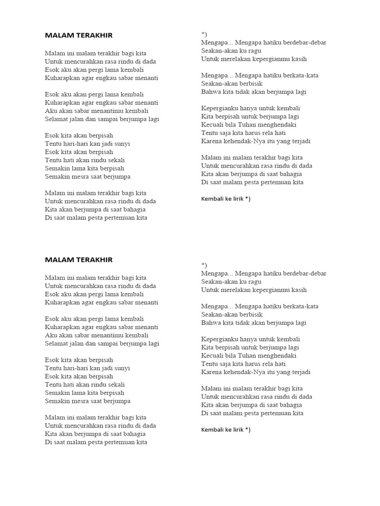 Lirik Malam Terakhir | PDF