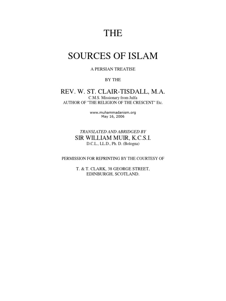 Tisdall, W - The Sources of Islam | PDF | Muhammad | Quran