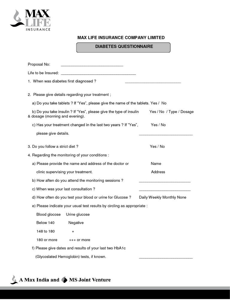 Diabetes Questionnaire | PDF | Diabetes | Glycated Hemoglobin